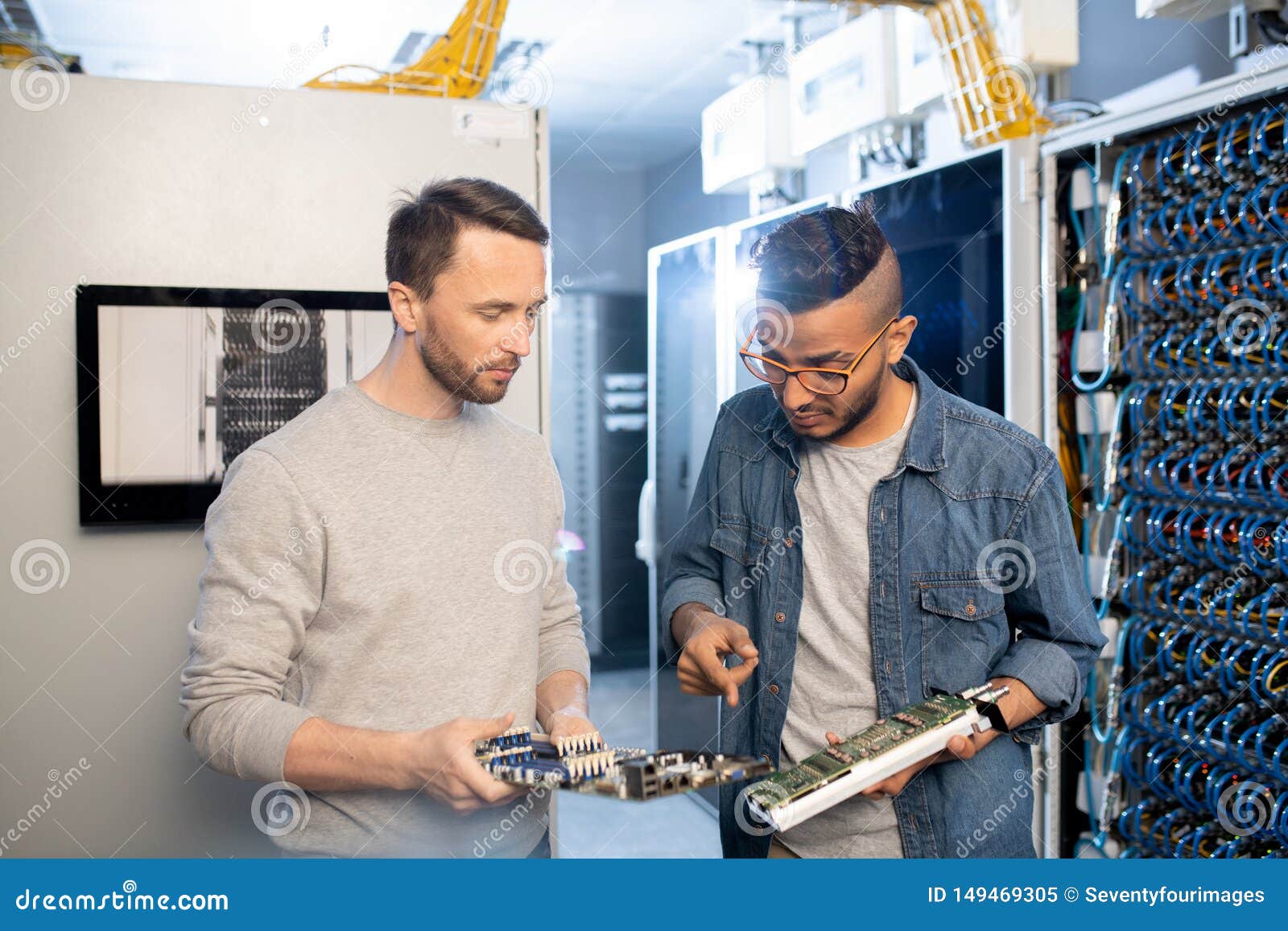 Server Engineers Doing Network Upgrades Stock Image - Image of network ...