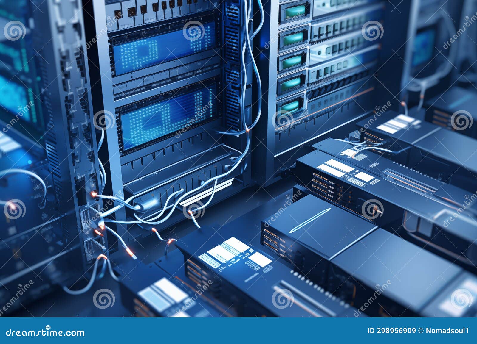 Server Equipment for Massive Data Connection. Generative AI Stock Image ...