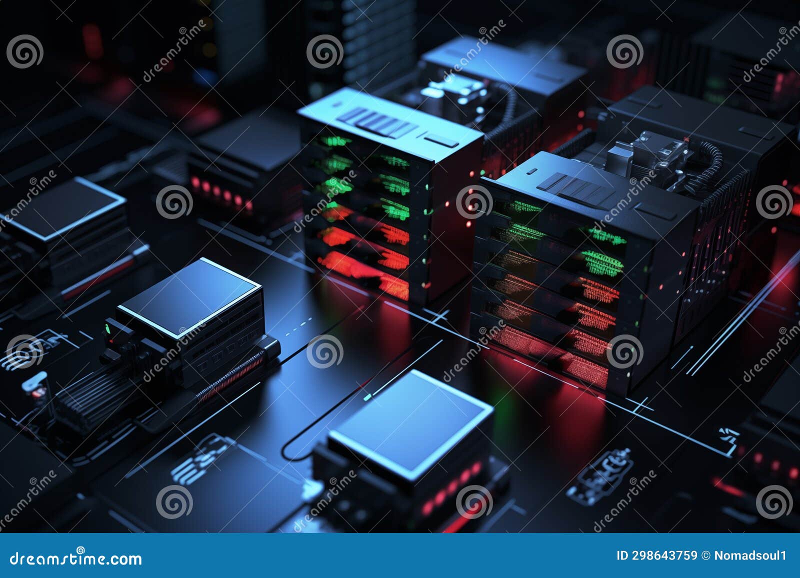 Server Equipment for Massive Data Storage. Generative AI Stock Image ...
