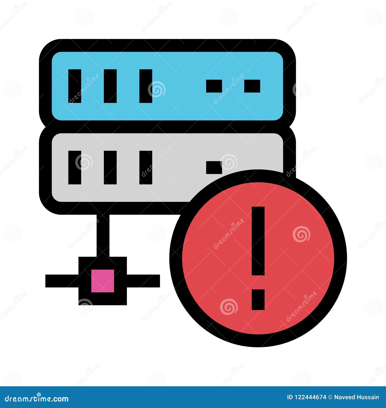 Server Error Color Line Icon Stock Illustration - Illustration of ...
