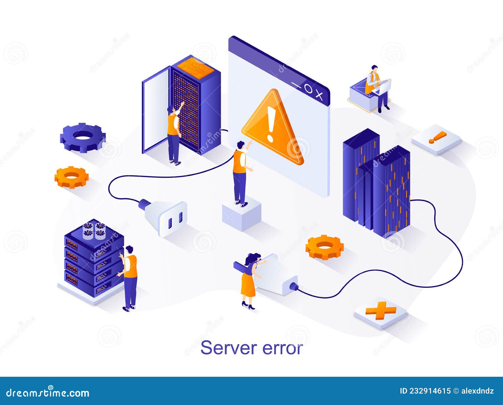 Server Error Isometric Web Concept. Stock Vector - Illustration of ...