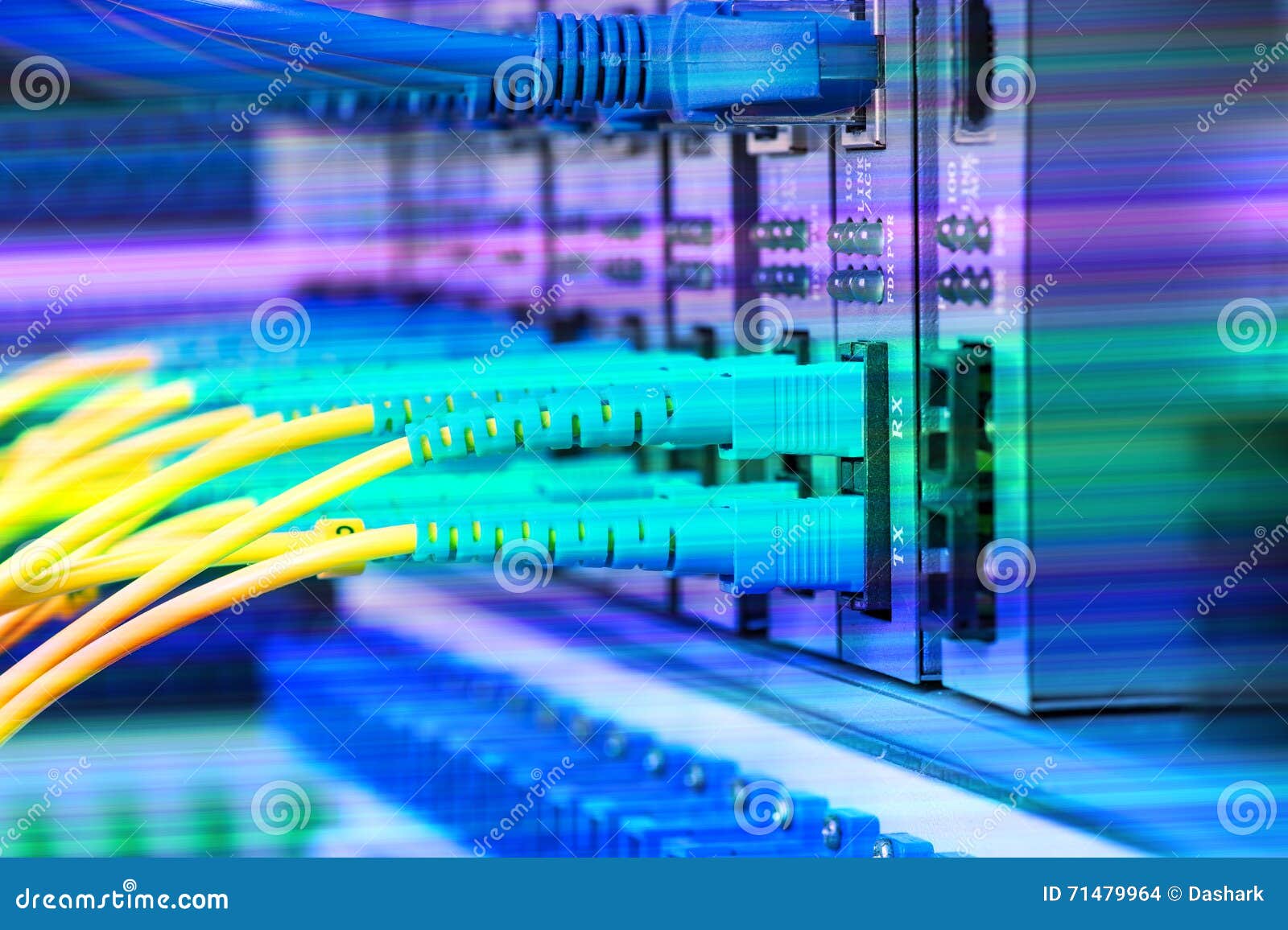 Server with Fiber Optic Cables Stock Photo - Image of computer ...