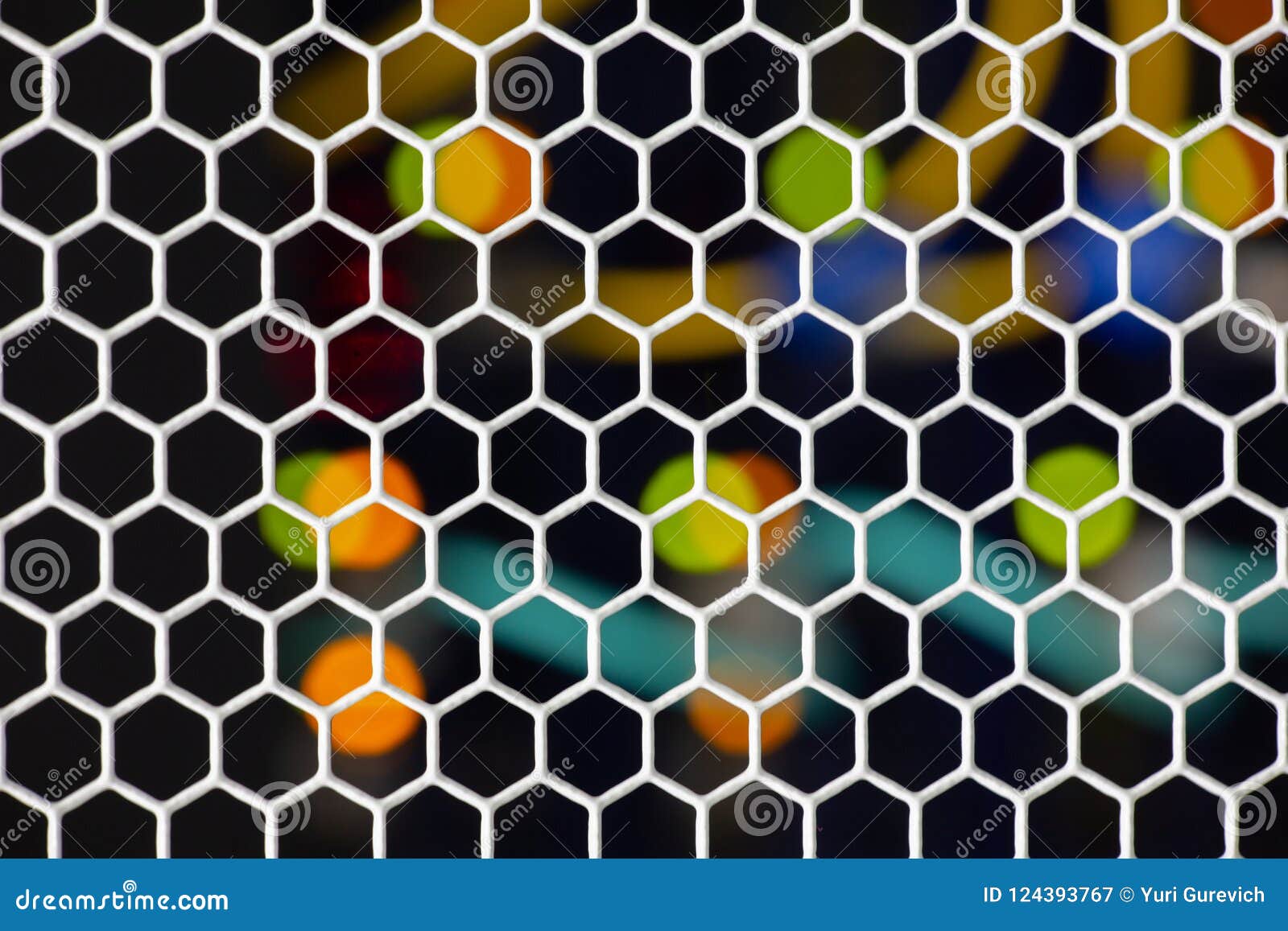 Server Front Side Showing Colorful Switches and Wiring Abstract Blurred ...