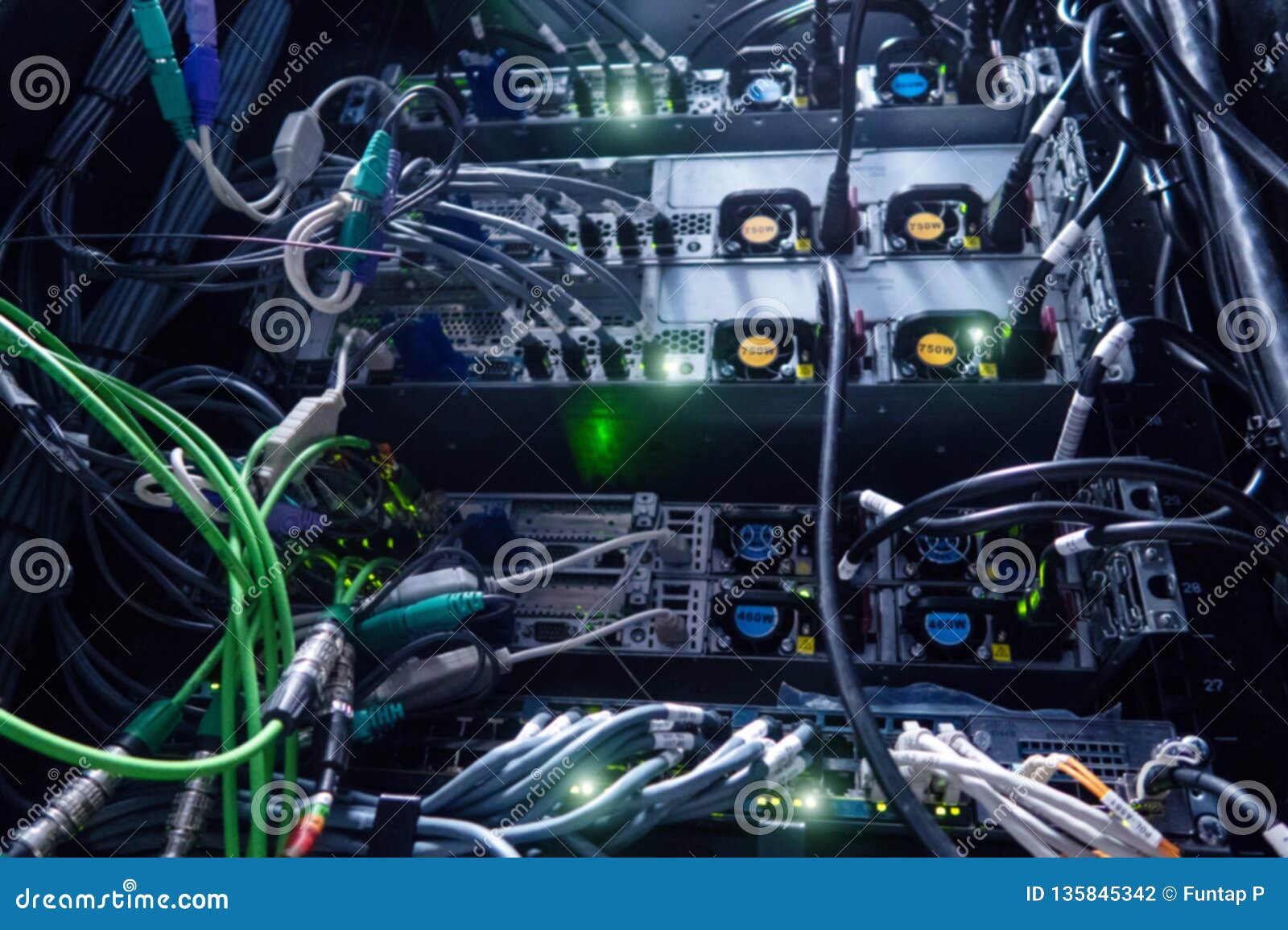 Server Front Side Showing Switches and Wiring. Stock Photo - Image of ...