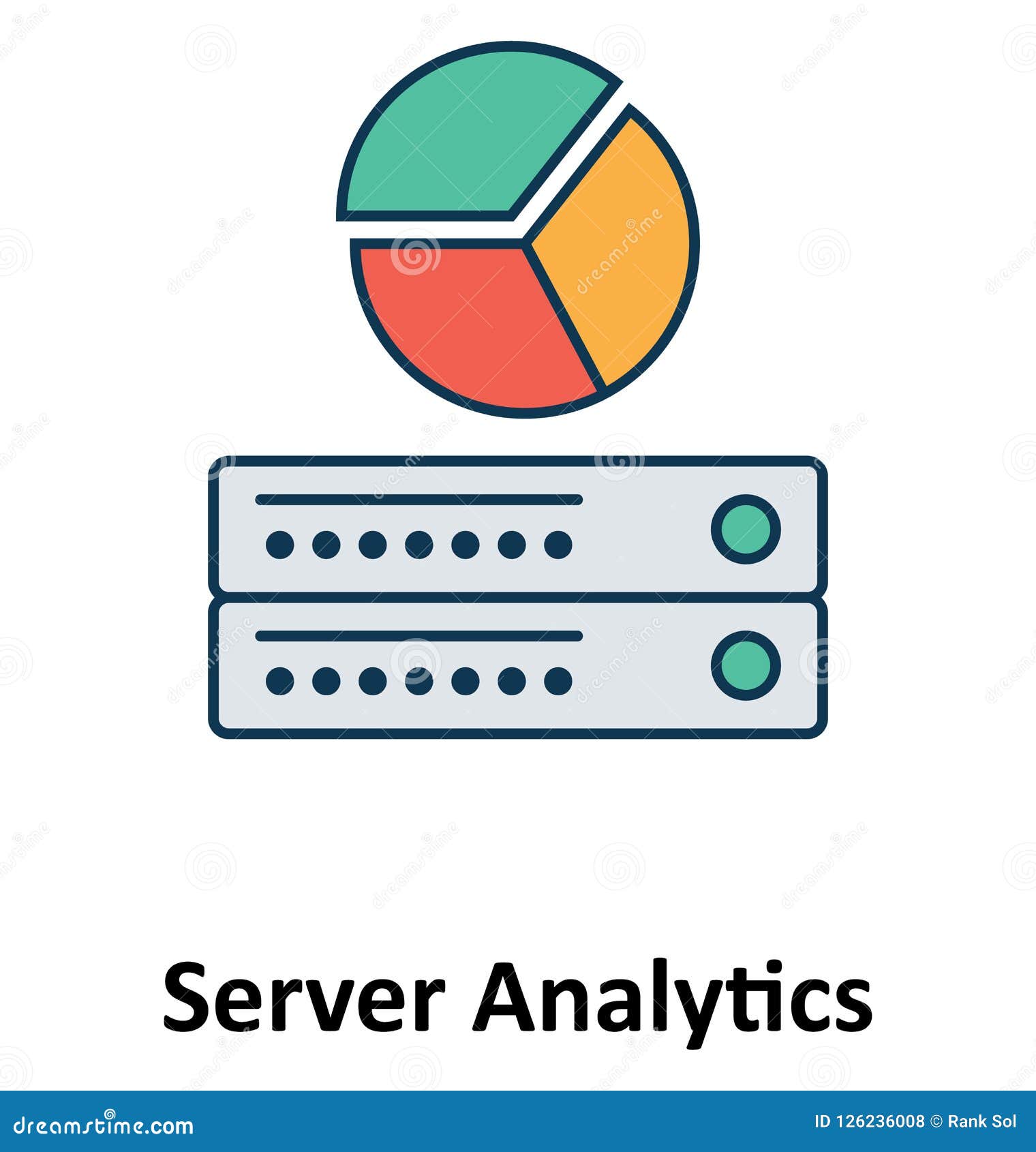 Server with Graph Isolated and Vector Icon for Technology Stock Vector ...