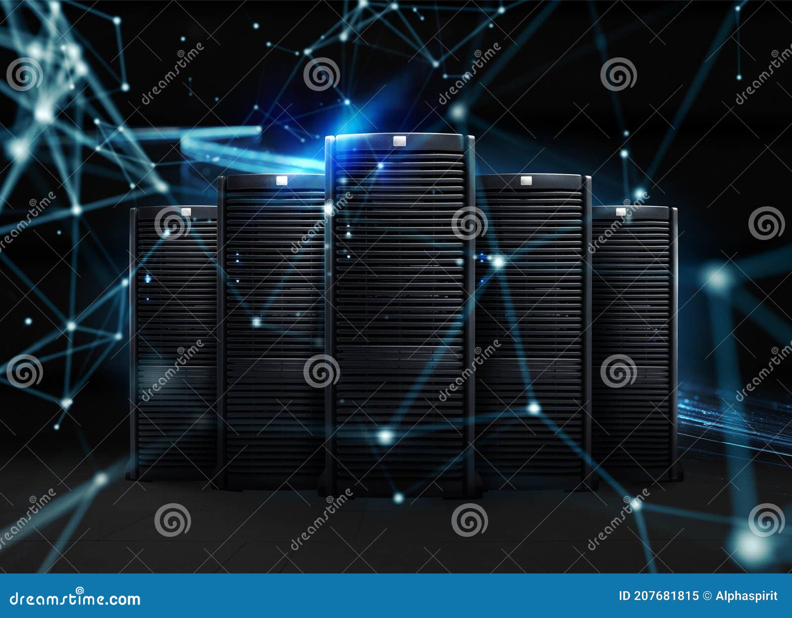 Group of Server with Fast Digital Network Connection Stock Image ...
