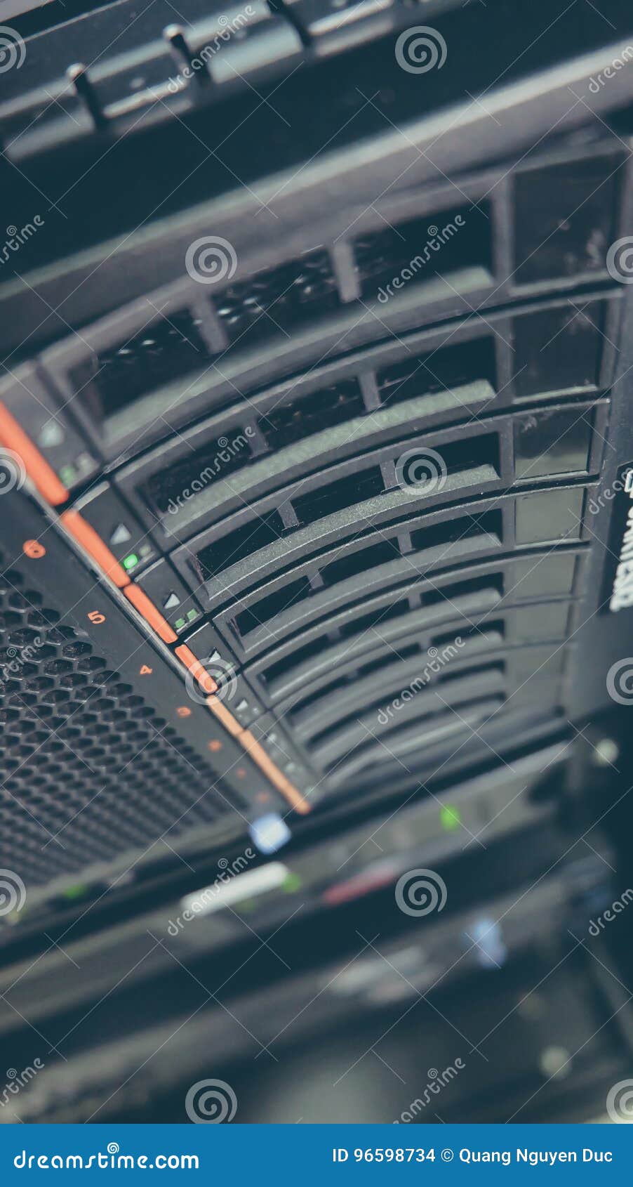 Server Hard-disk Row on Rack-mount Stock Photo - Image of black ...