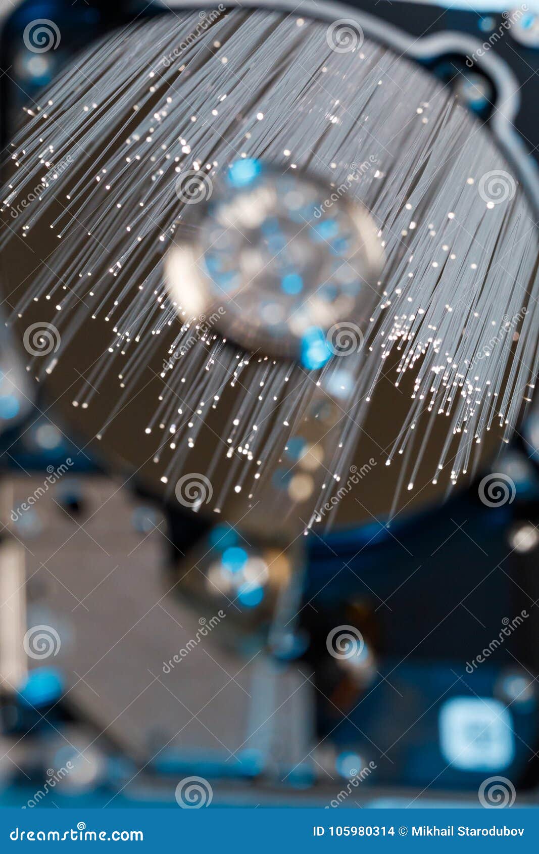 Server Hard Disks, Illuminated Optical Fiber with Blurred Lights Stock ...