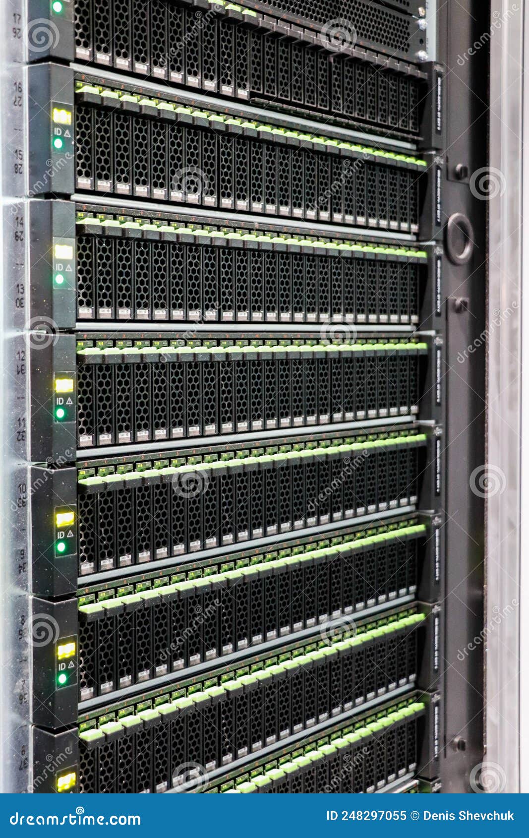 Server Hardware and Disk Arrays in a Data Center Cabinet Stock Image ...