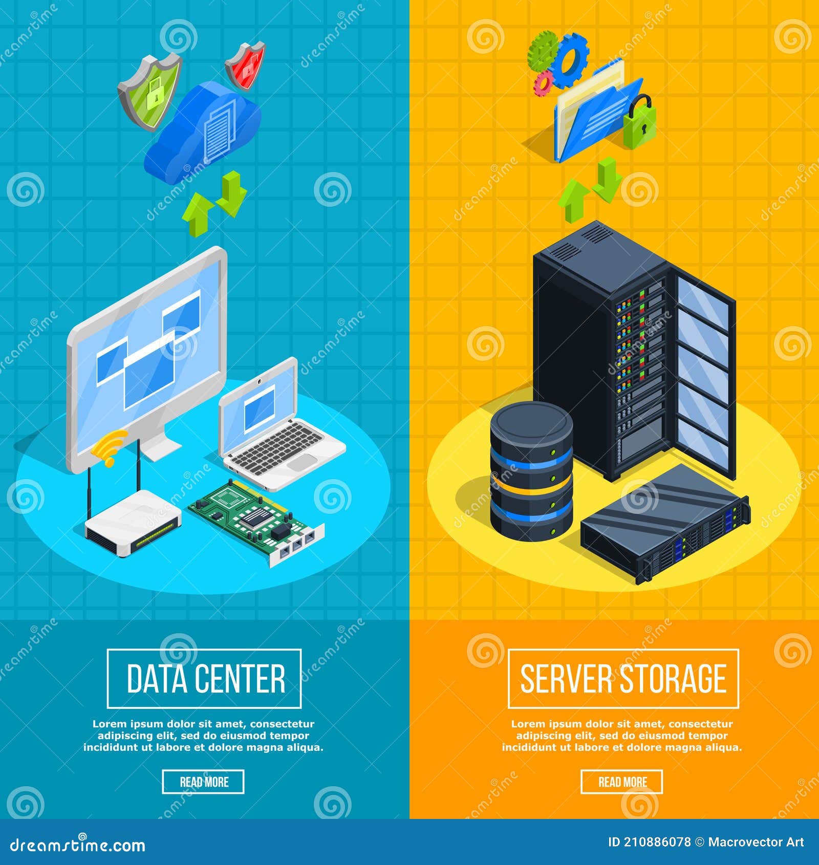 Server Hardware Vertical Banners Stock Vector - Illustration of ...