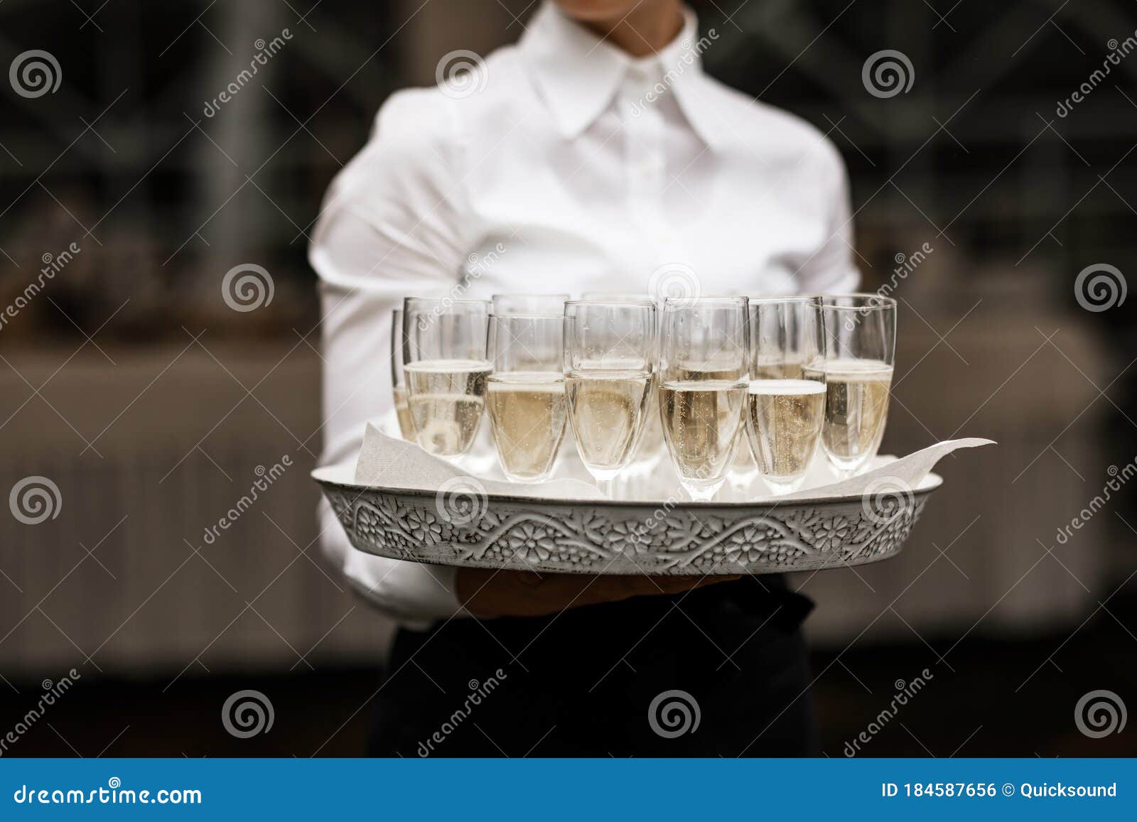 Waiter Carrying Tray of Drinks Stock Photo - Image of waiter, venue ...