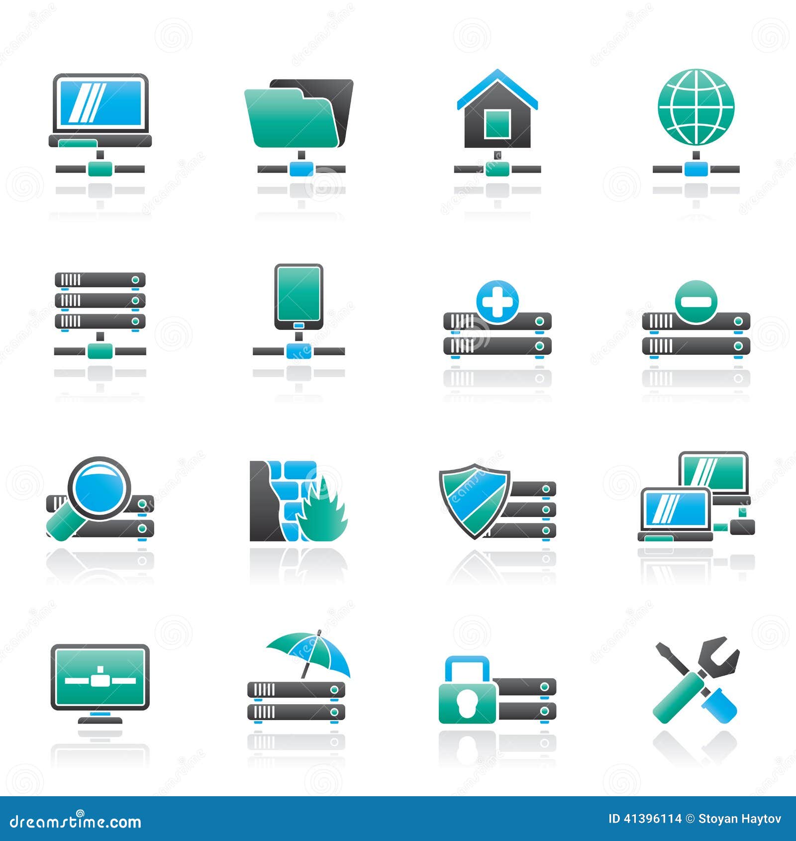 Server, Hosting and Internet Icons Stock Vector - Illustration of ...