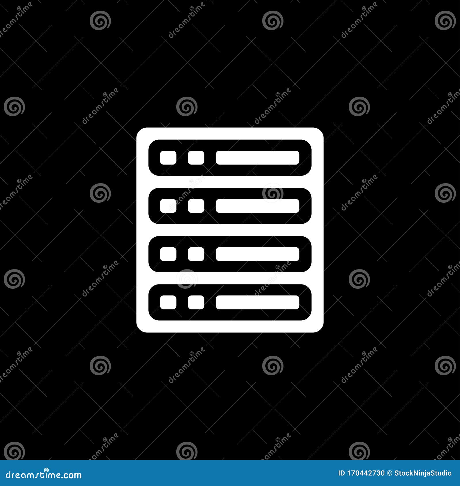 Server Icon on Black Background. Black Flat Style Vector Illustration ...