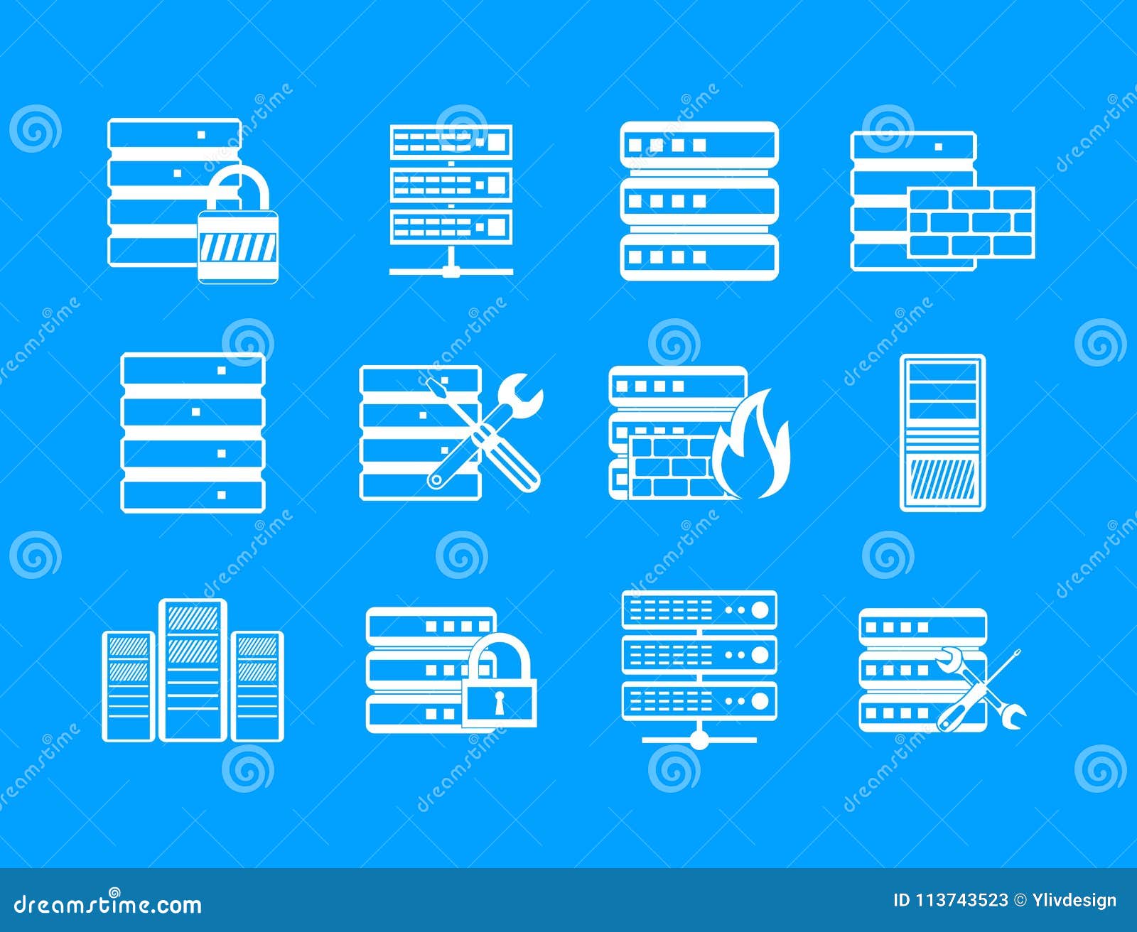Server Icon Blue Set Vector Stock Vector - Illustration of connection ...