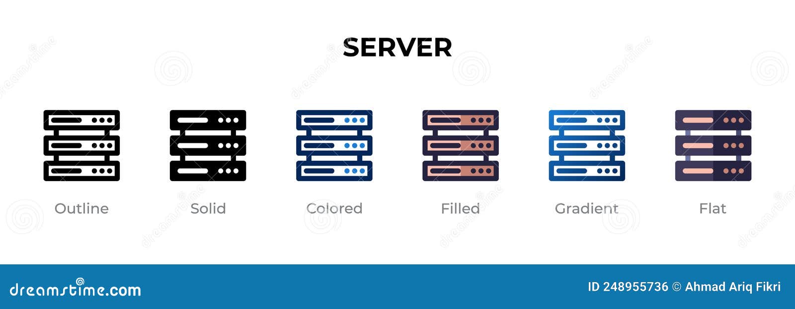 Server Icon in Different Style. Server Vector Icons Designed in Outline ...