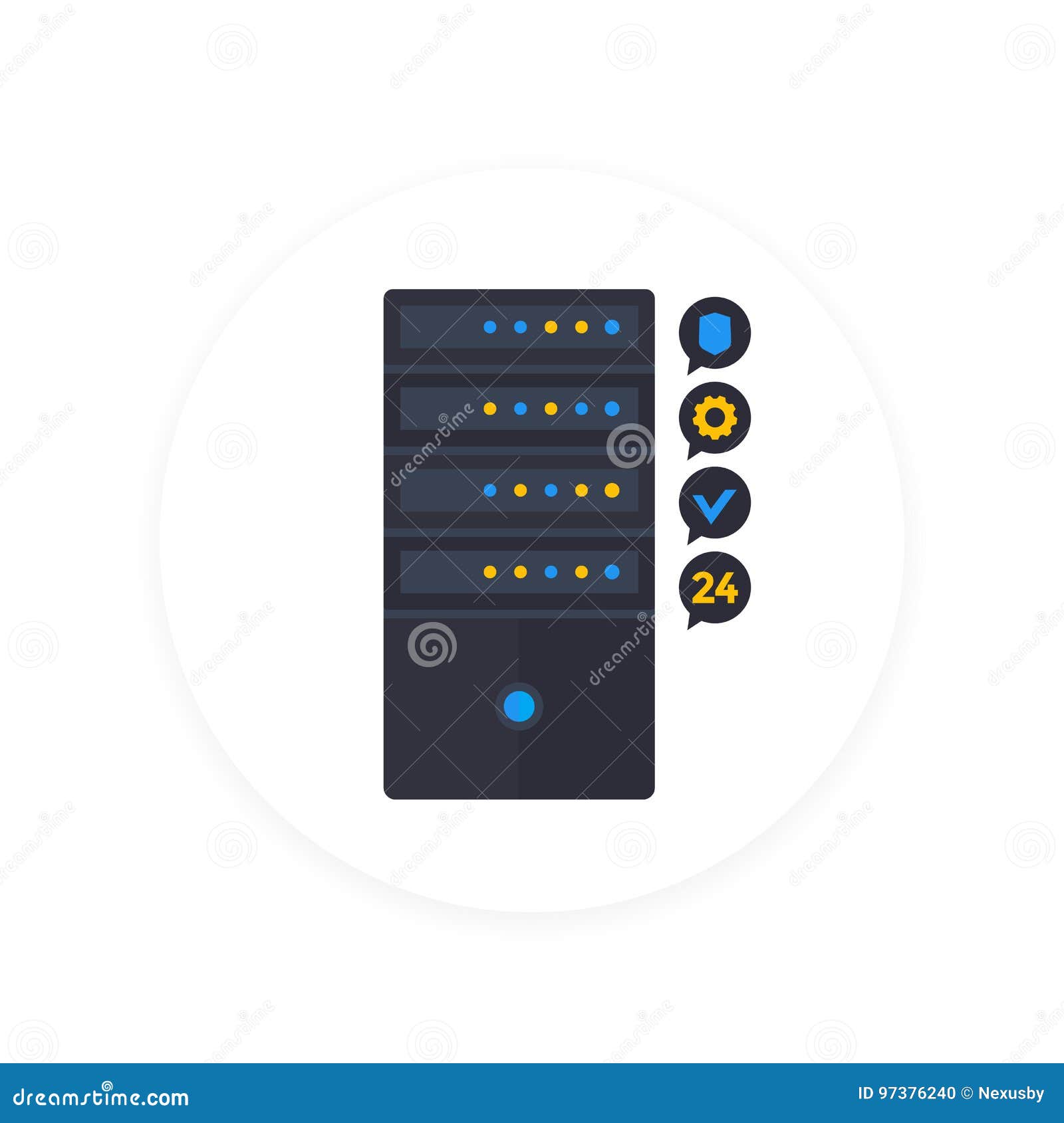 Server icon in flat style stock vector. Illustration of data - 97376240