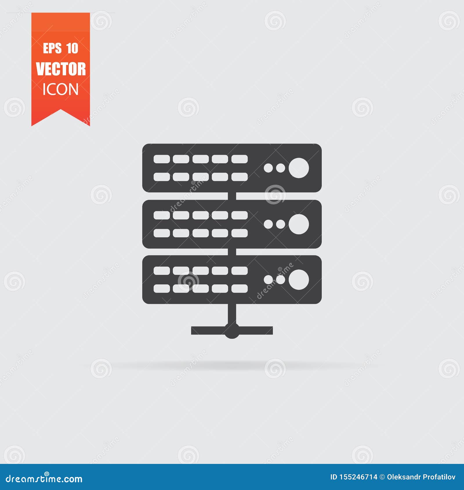 Server Icon in Flat Style Isolated on Grey Background Stock Vector ...