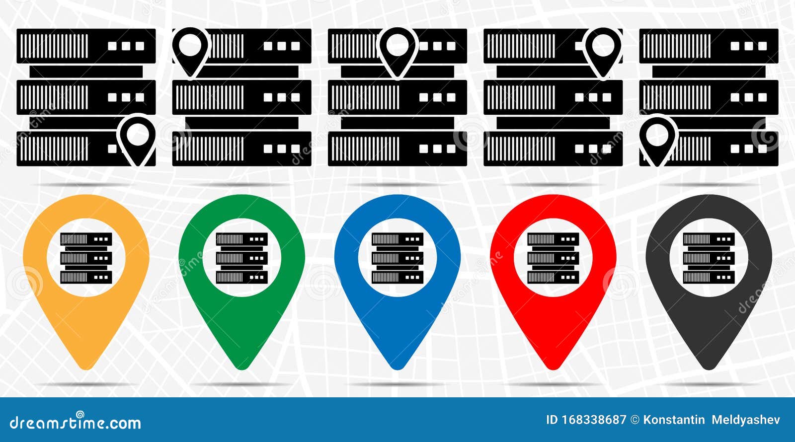Server Icon in Location Set. Simple Glyph, Flat Illustration Element of ...