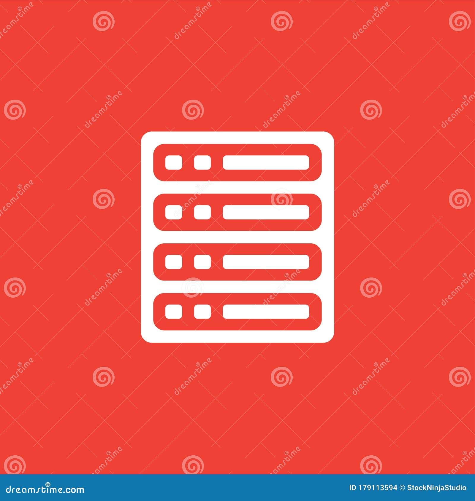 Server Icon on Red Background. Red Flat Style Vector Illustration Stock ...