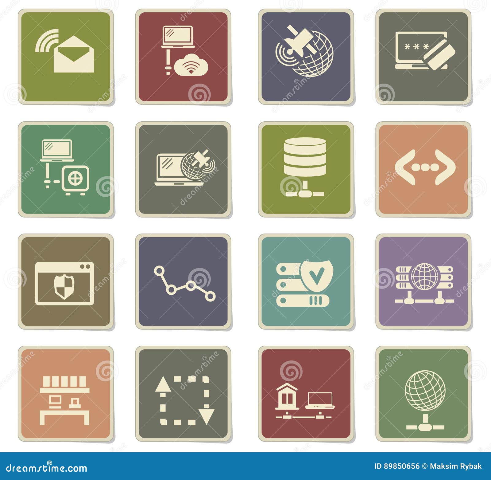 Server icon set stock illustration. Illustration of technology - 89850656