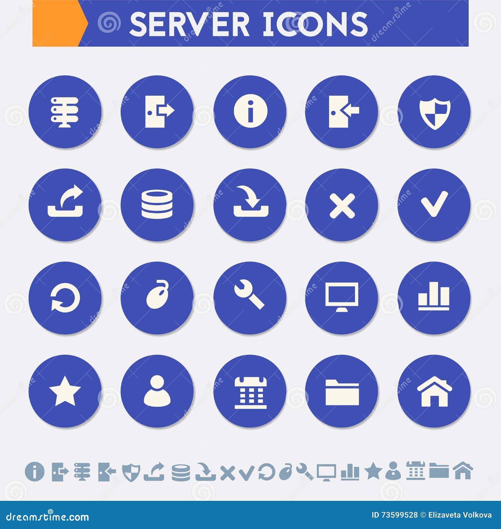 Server Icon Set. Material Circle Buttons Stock Vector - Illustration of ...