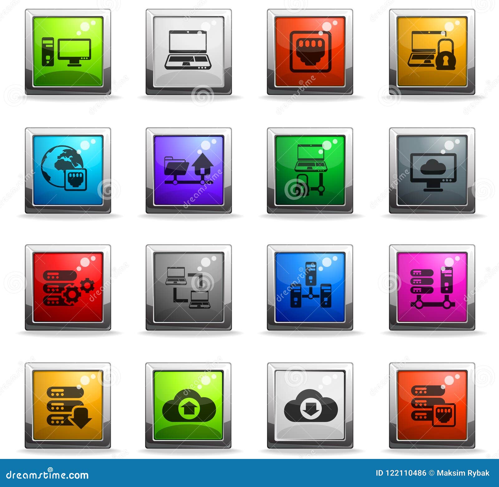 Server icon set stock illustration. Illustration of notebook - 122110486