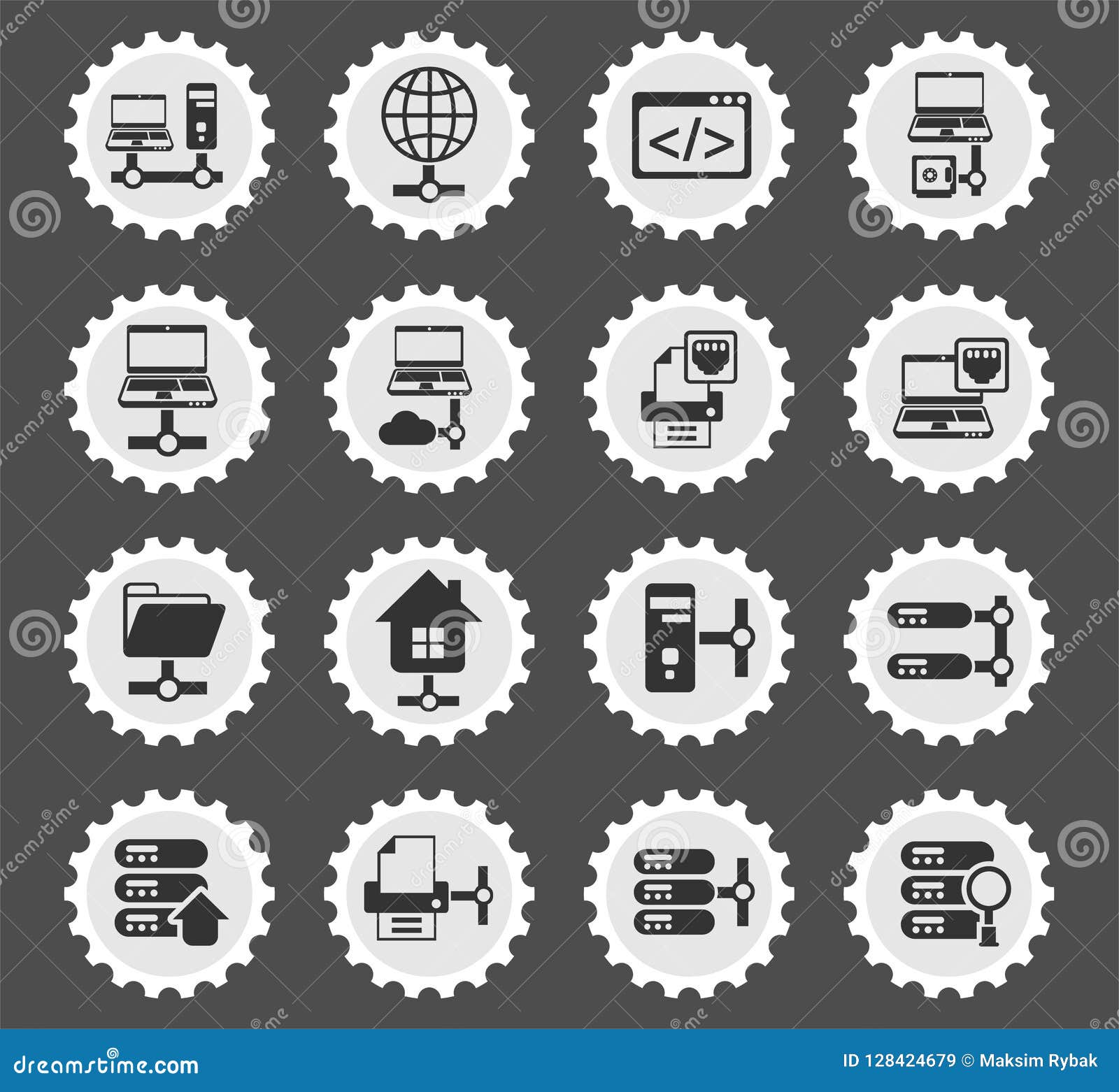 Server icon set stock vector. Illustration of computing - 128424679