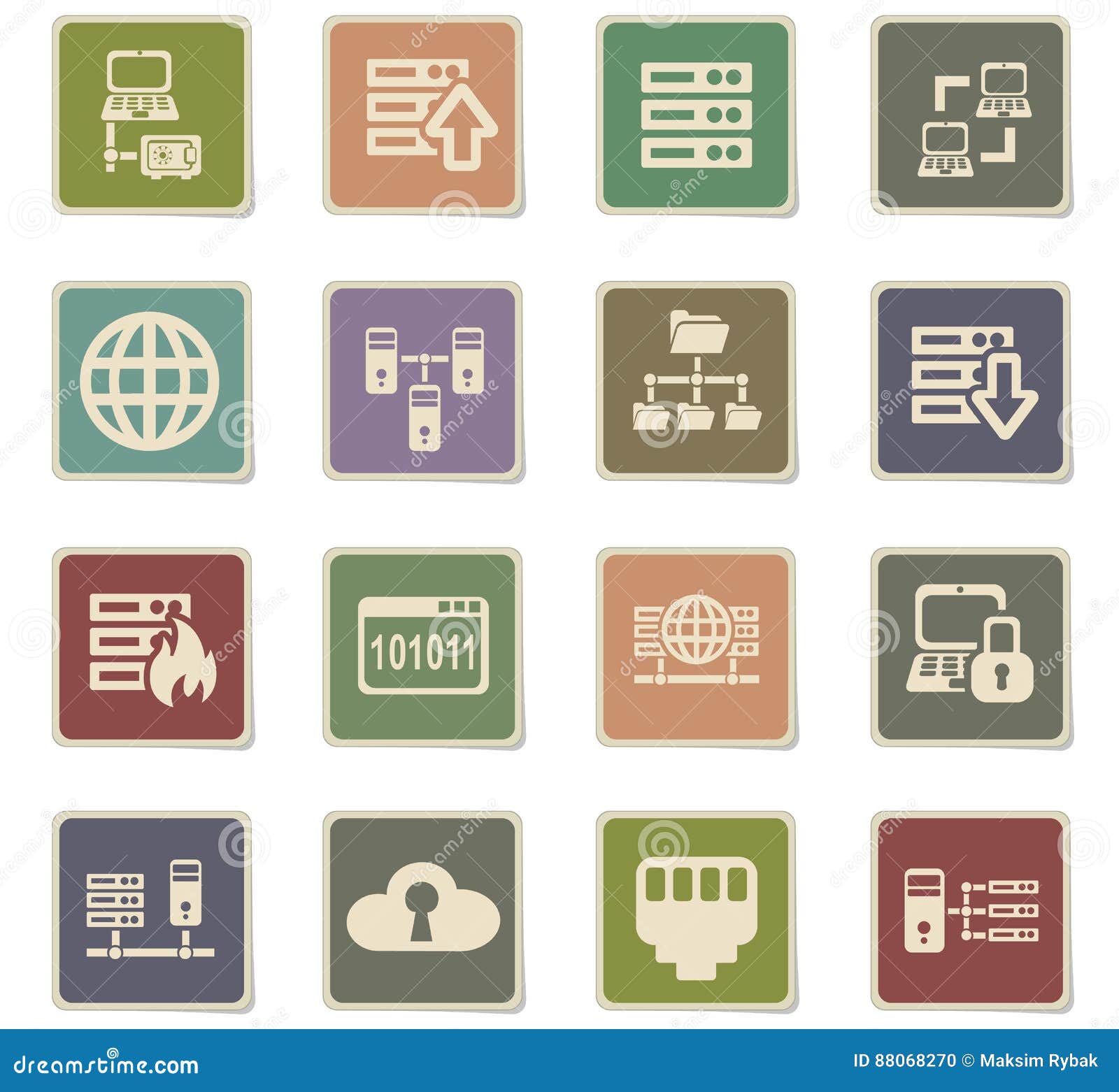 Server icon set stock vector. Illustration of printer - 88068270