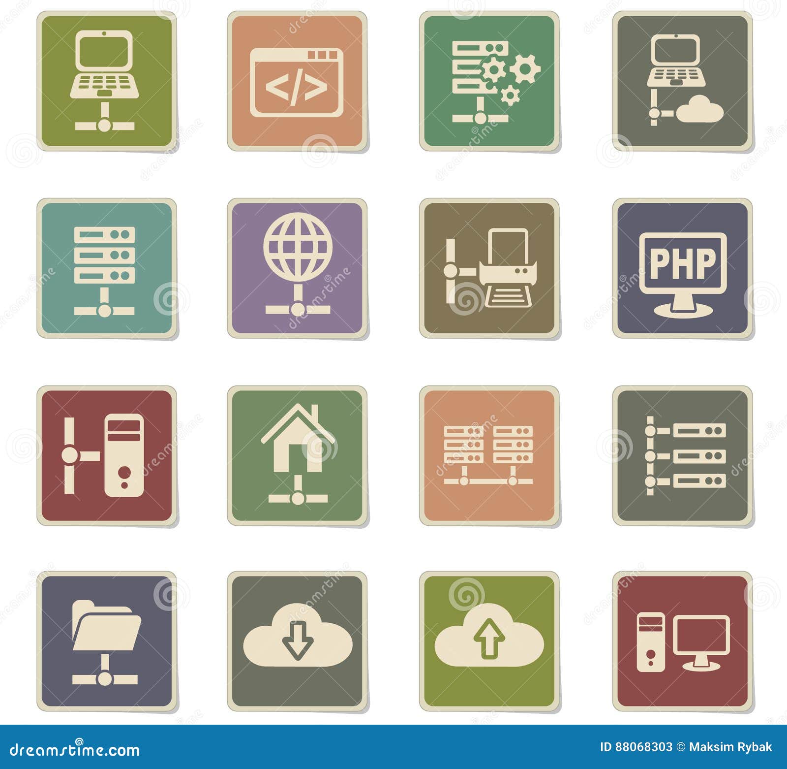 Server icon set stock vector. Illustration of network - 88068303
