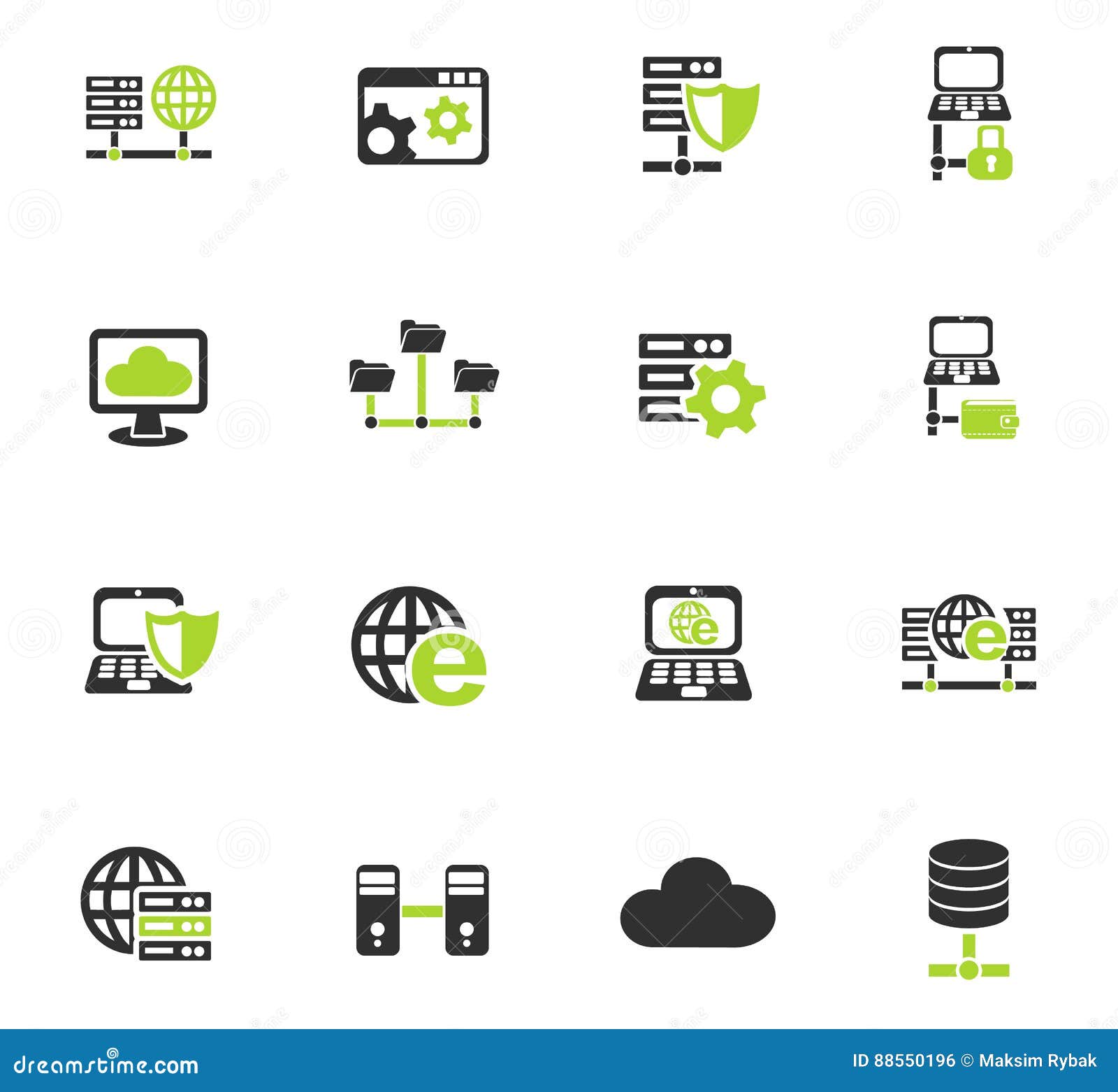 Server icon set stock illustration. Illustration of computing - 88550196