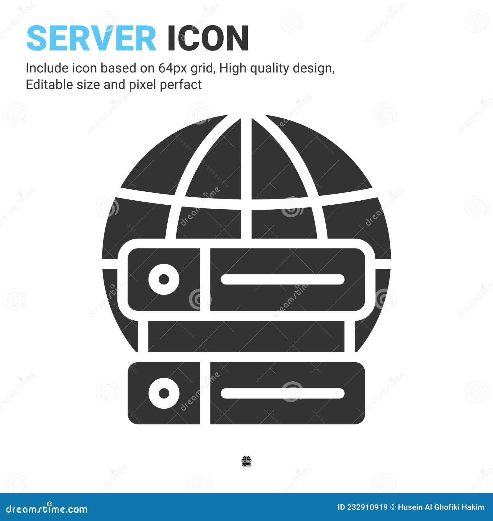 Server Icon Vector with Glyph Style Isolated on White Background ...