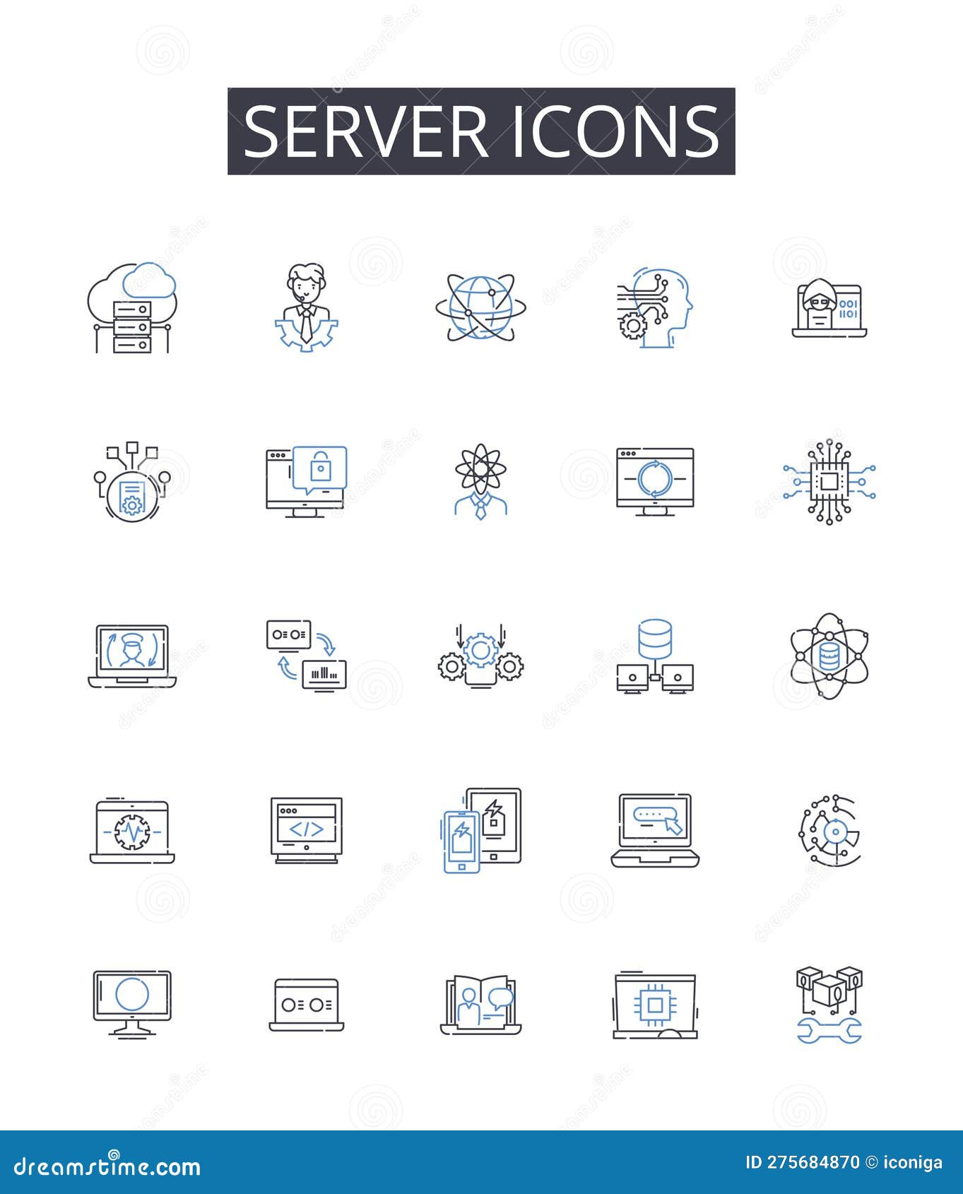 Server Icons Line Icons Collection. Computer Symbols, Desktop Graphics ...
