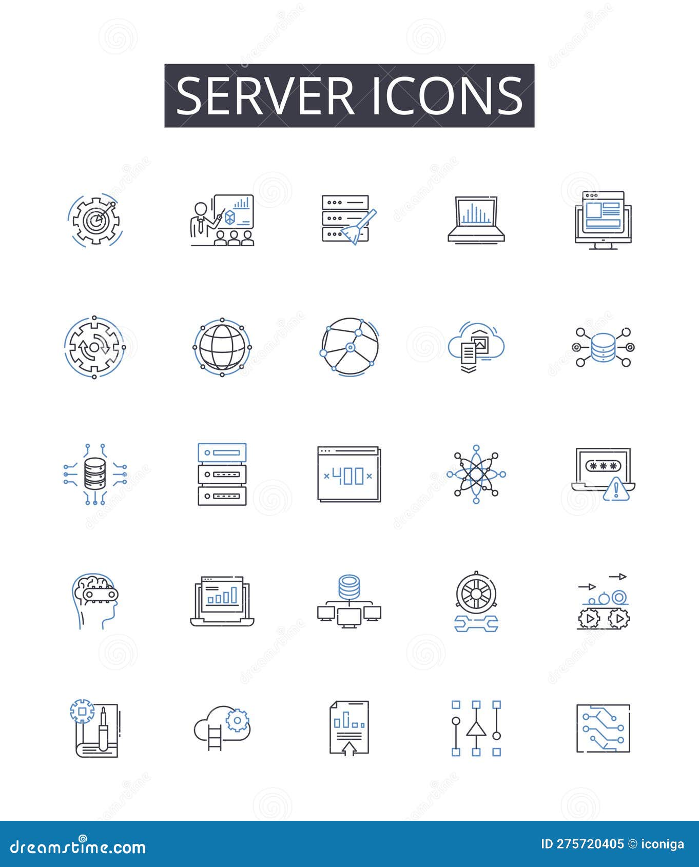 Server Icons Line Icons Collection. Computer Symbols, Desktop Graphics ...