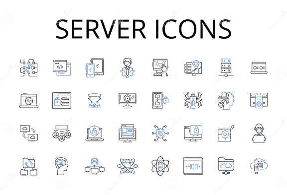 Server Icons Line Icons Collection. Computer Symbols, Desktop Graphics ...