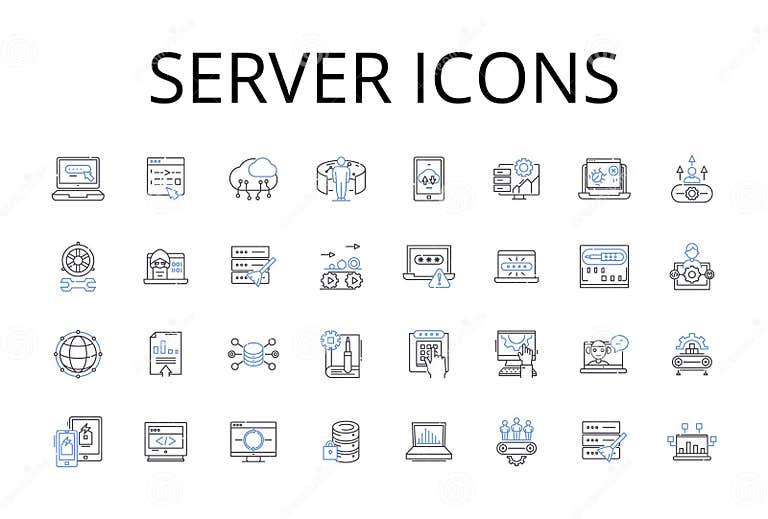 Server Icons Line Icons Collection. Computer Symbols, Desktop Graphics ...