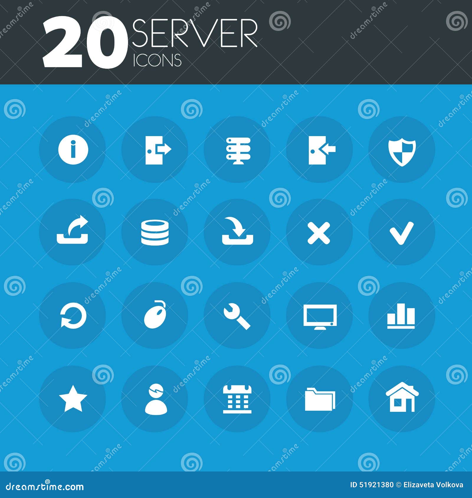 Server Icons on Round Blue Buttons Stock Vector - Illustration of ...