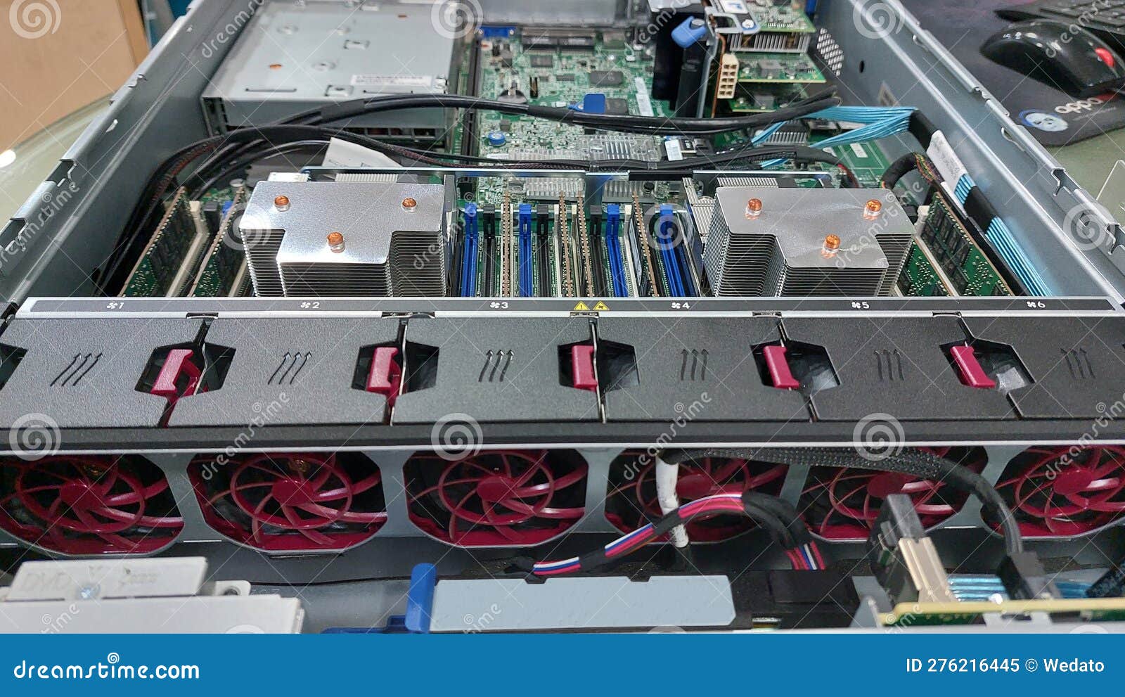 Server Inside Computer, Motherboard Rams and Fans Stock Image - Image ...