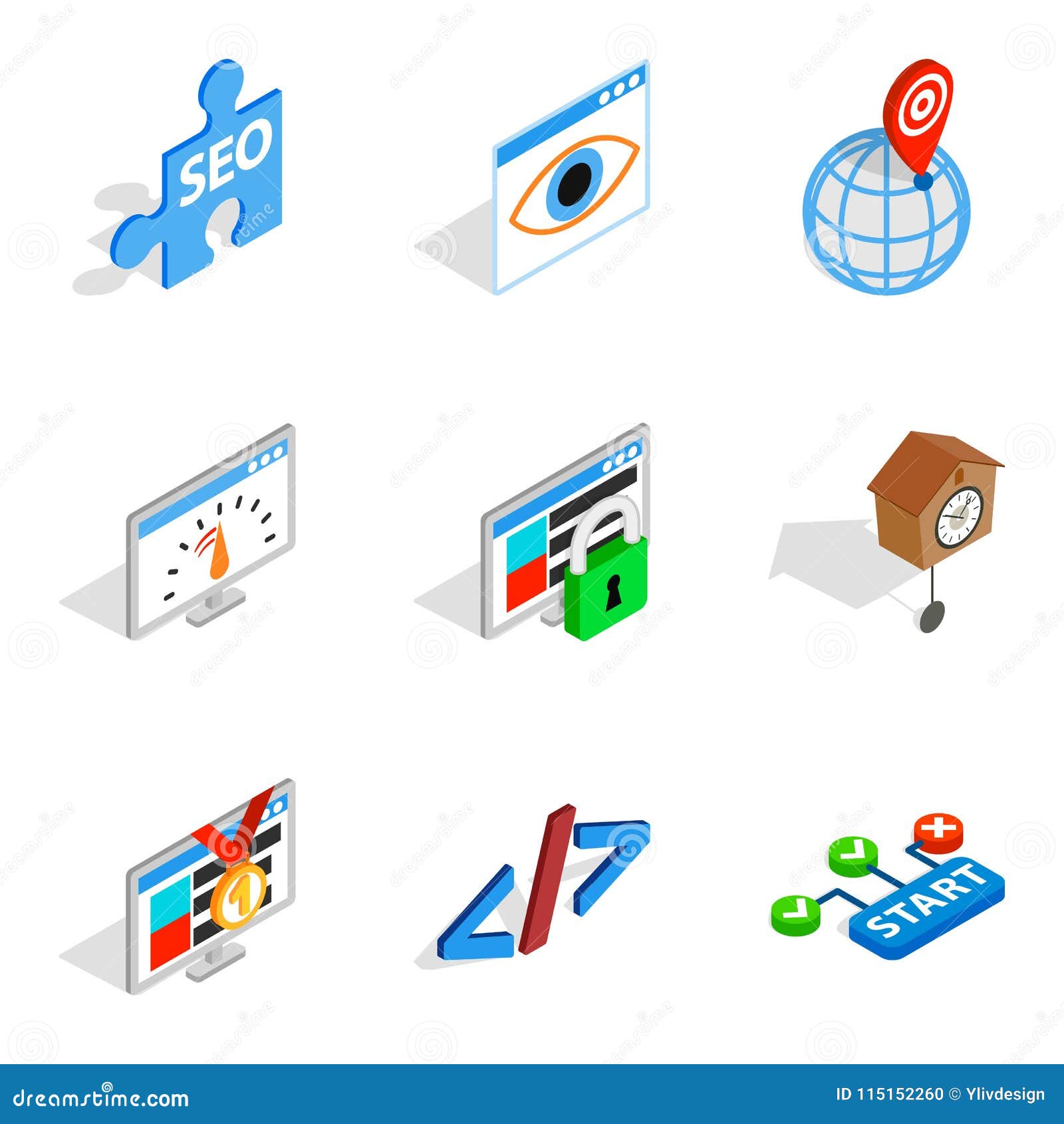Server Installation Icons Set, Isometric Style Stock Vector ...