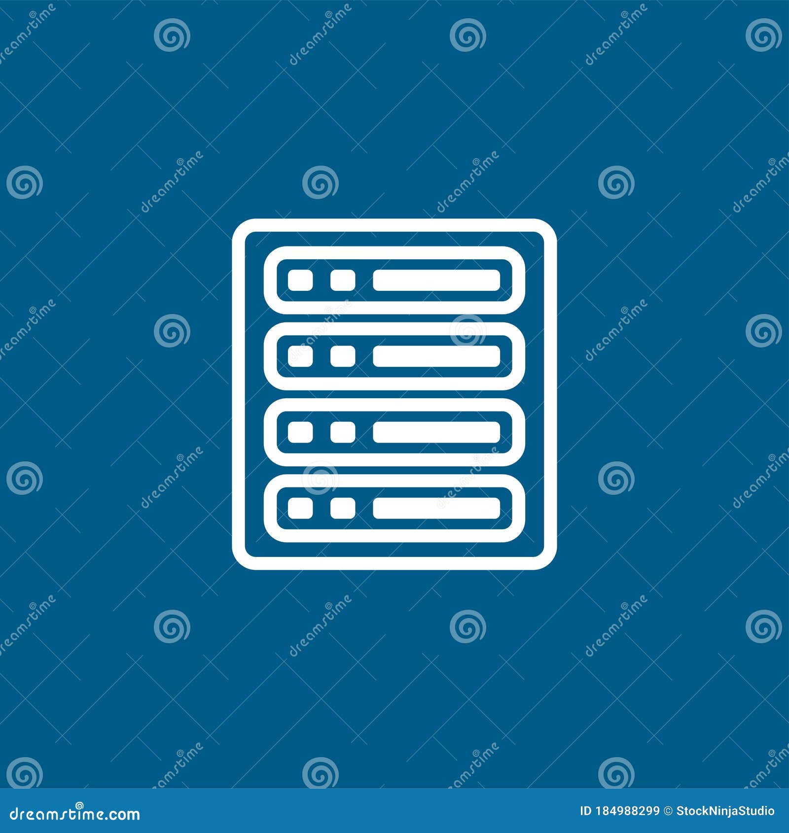 Server Line Icon on Blue Background. Blue Flat Style Vector ...