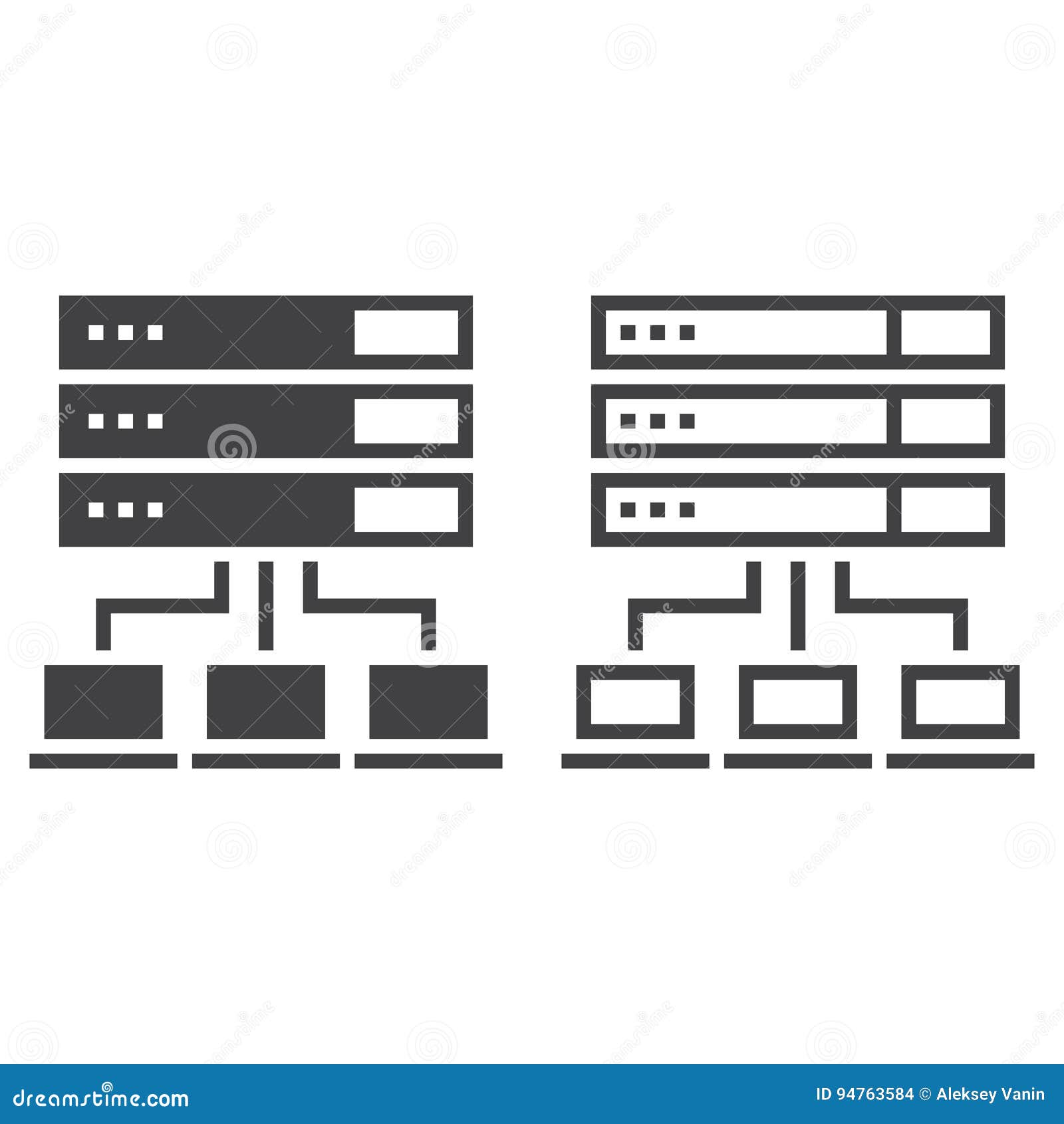 Server Line Icon, Outline and Solid Vector Sign, Linear and Full Stock ...