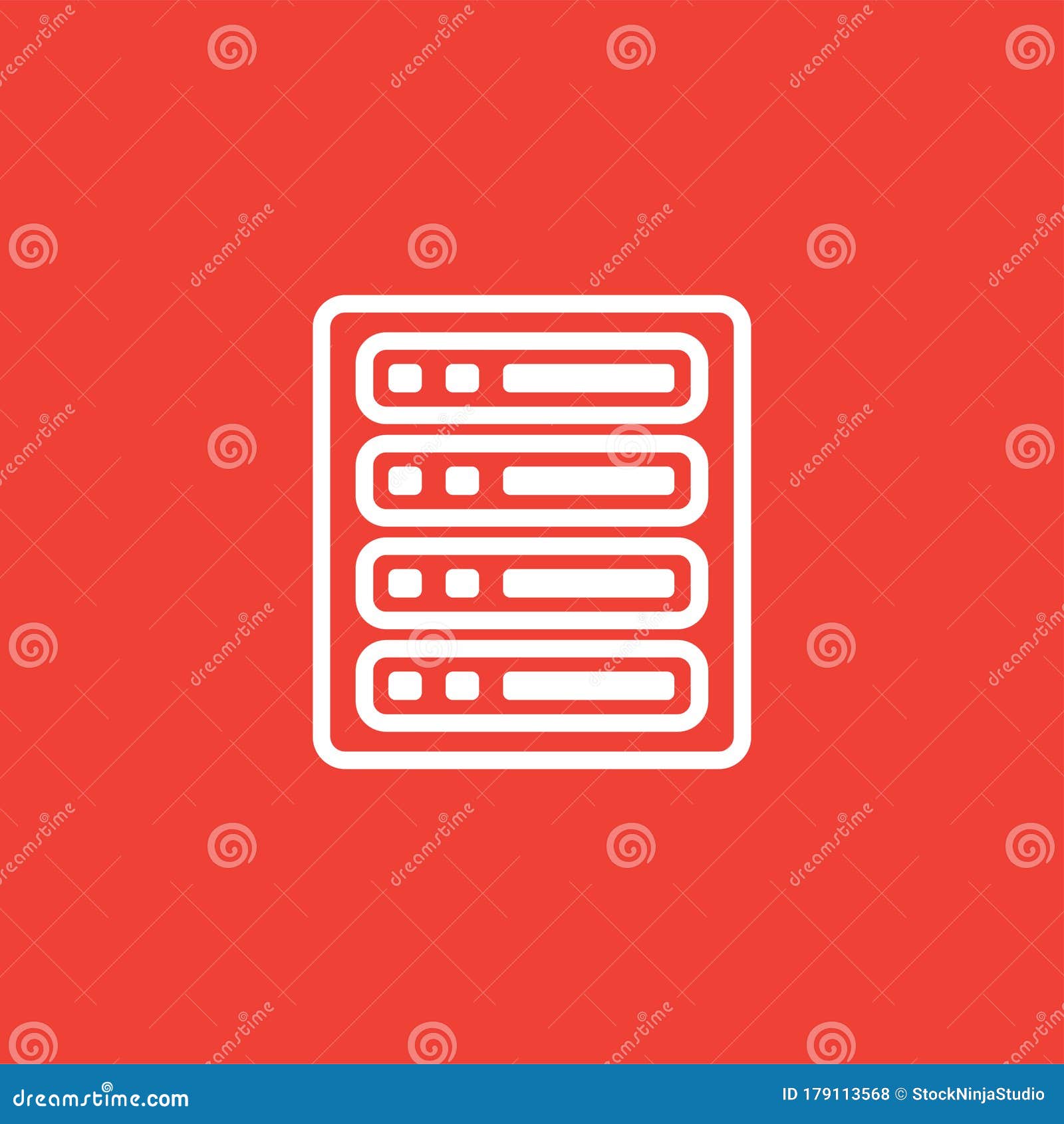 Server Line Icon on Red Background. Red Flat Style Vector Illustration ...