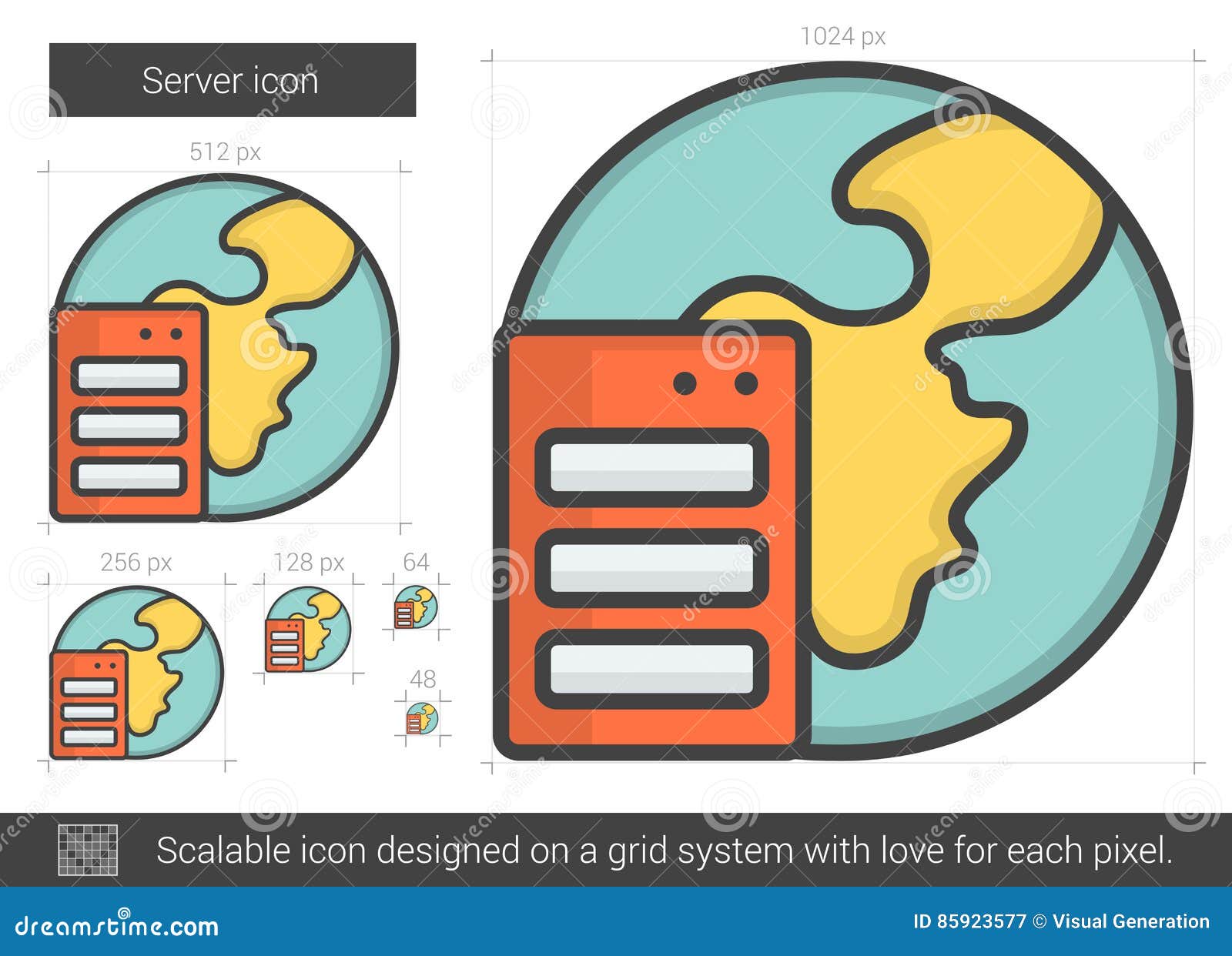 Server line icon. stock vector. Illustration of computing - 85923577