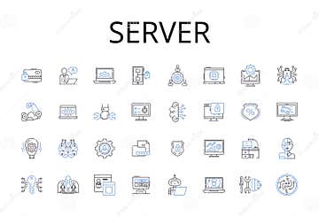 Server Line Icons Collection. Host, Node, Machine, Platform, Computer ...