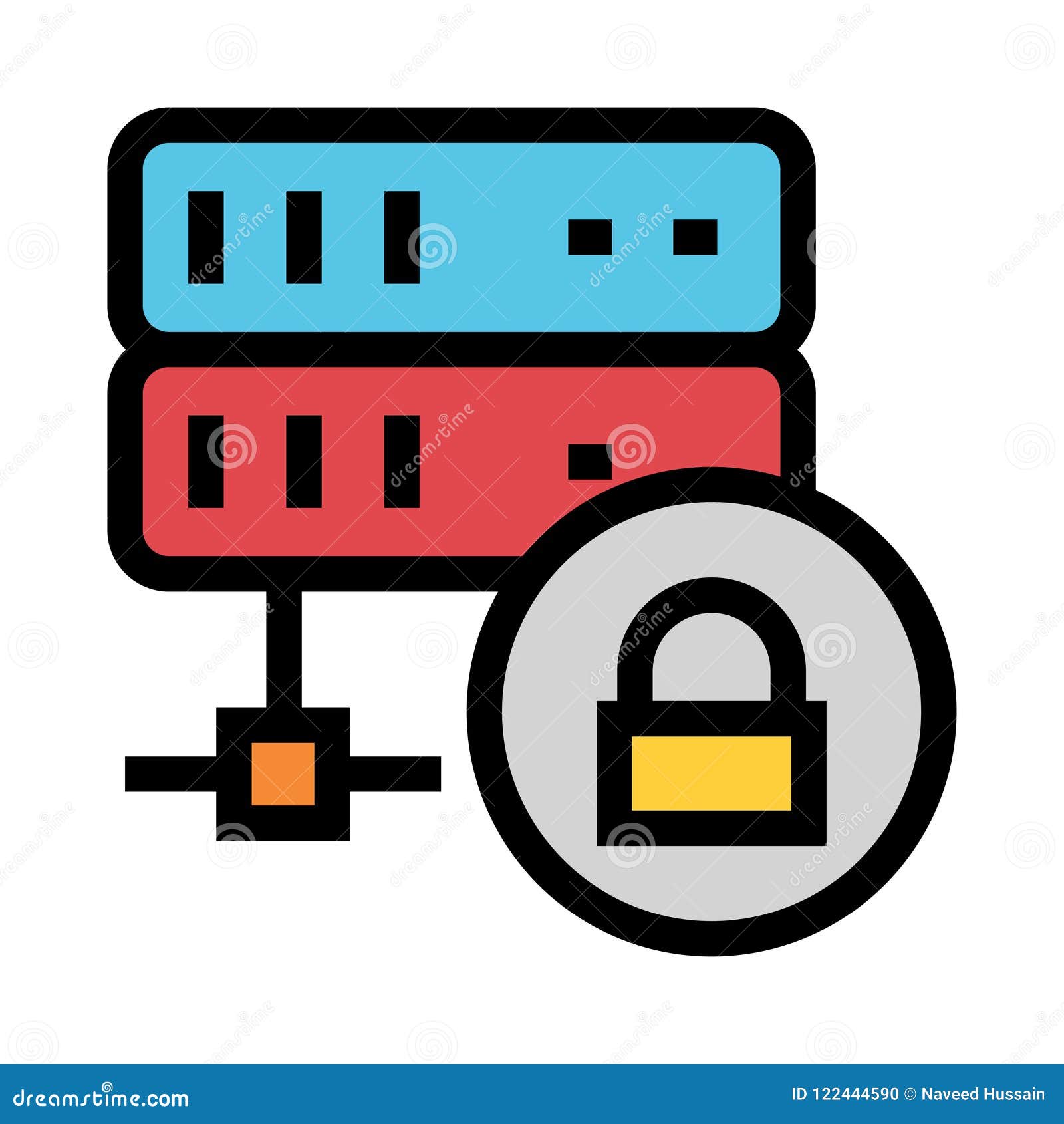 Server Lock Color Line Icon Stock Illustration - Illustration of icons ...