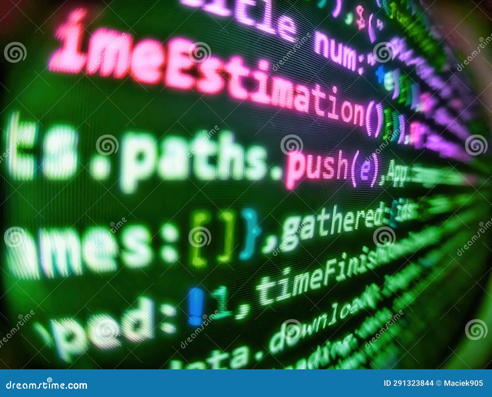 Server Logs Analysis Closeup Image Programming Text On Dark Screen Big Data Storage And Cloud