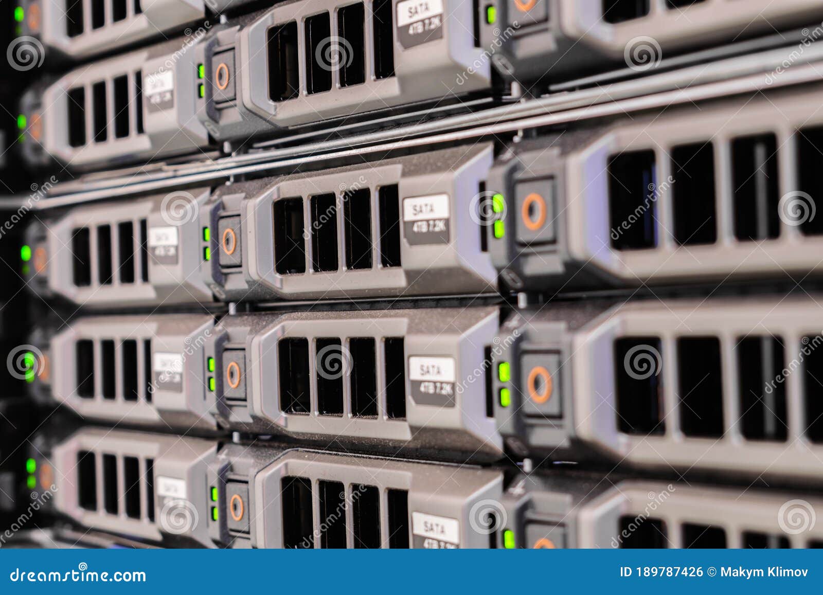 Server with a Lot of Hard Disk Installed in the Data Center Server Room ...