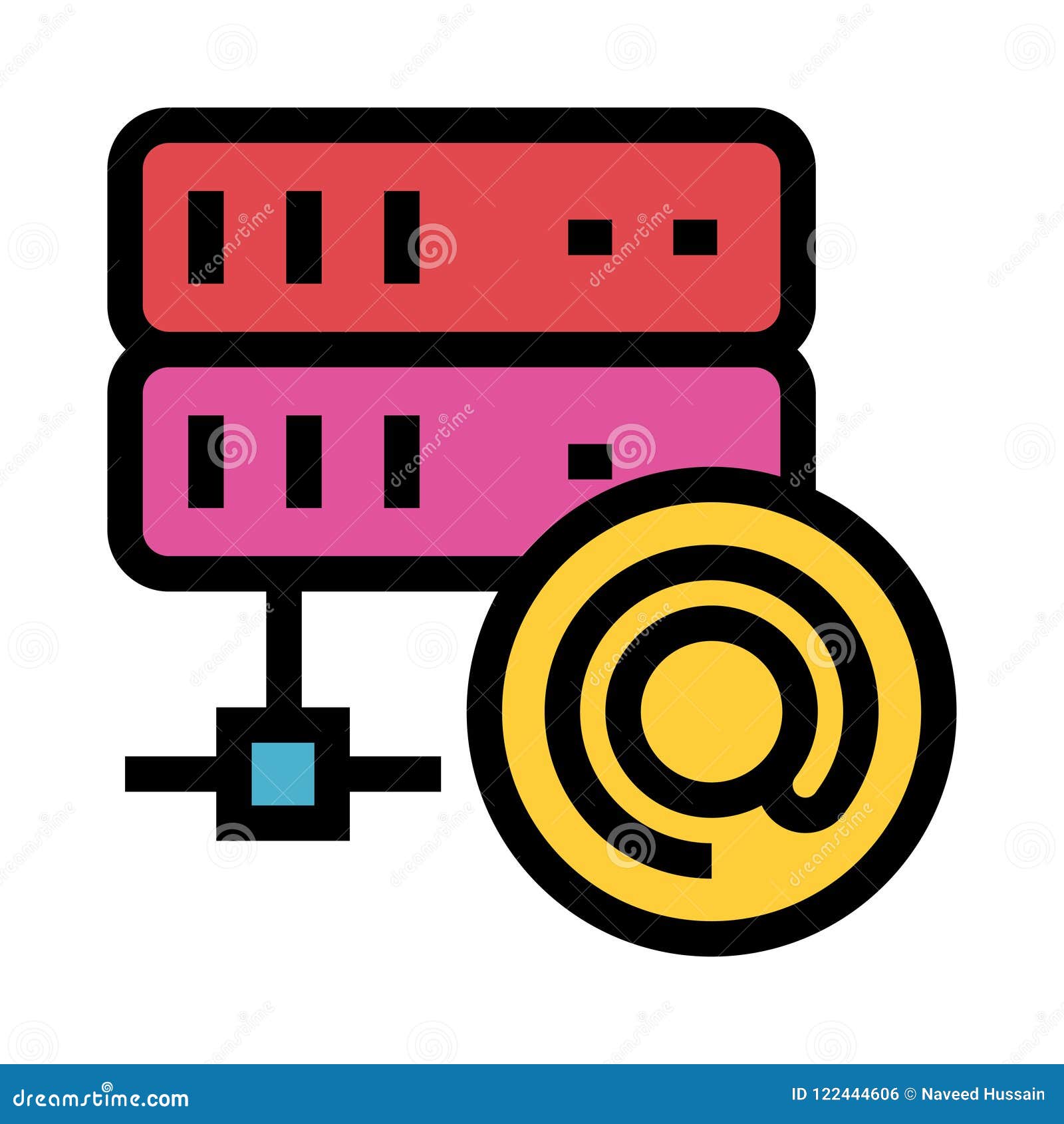 Server Mail Color Line Icon Stock Illustration - Illustration of black ...
