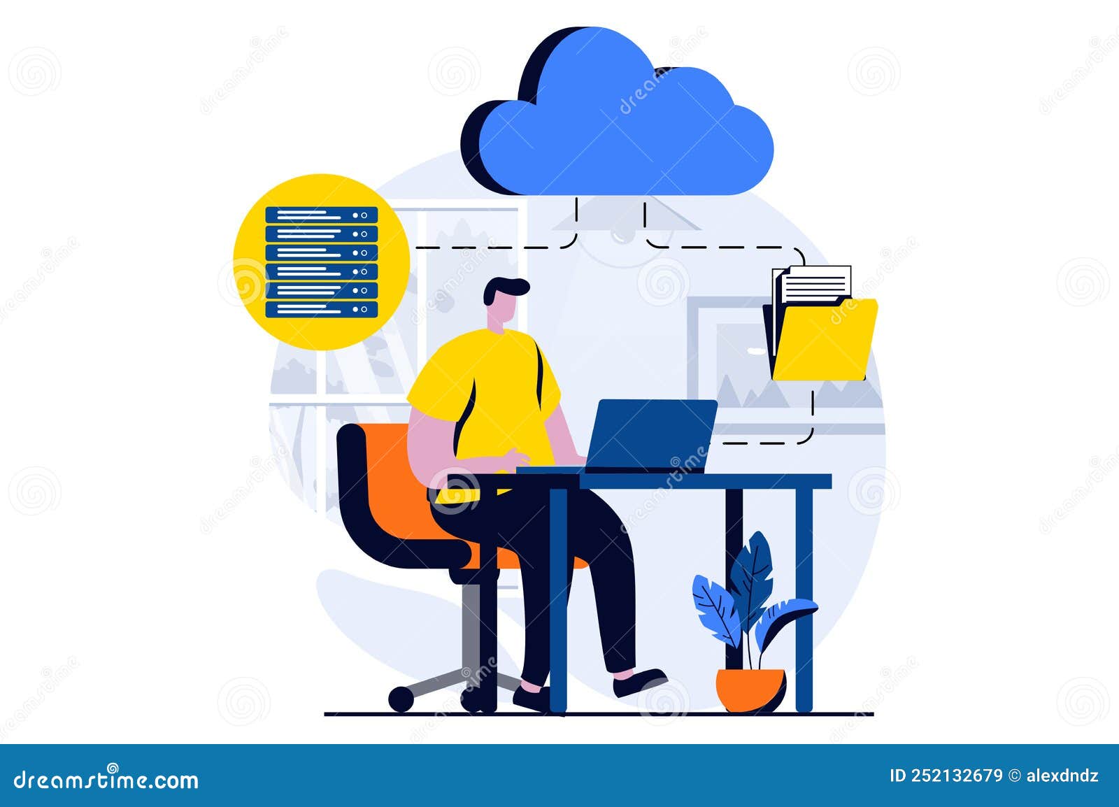 Server Maintenance Concept with People Scene in Flat Cartoon Design ...