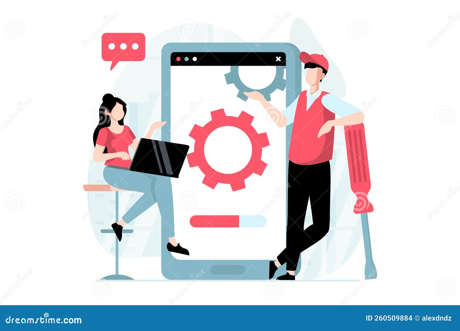 Server Maintenance Concept with People Scene in Flat Design. Stock ...