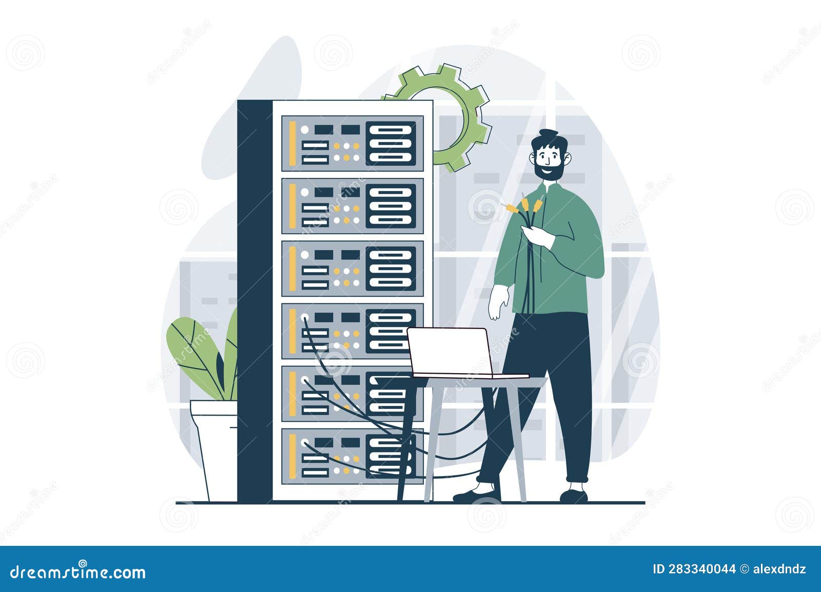 Server Maintenance Concept with People Scene in Flat Design for Web ...